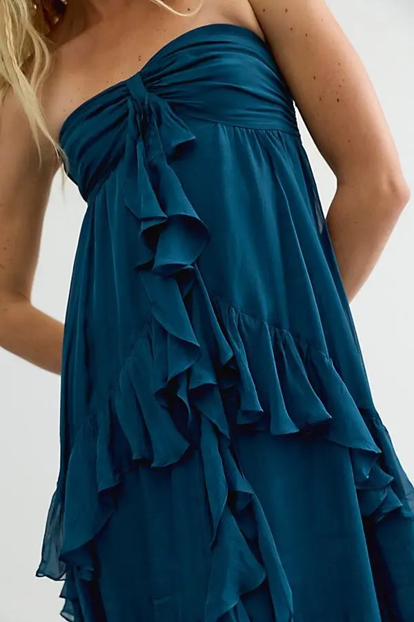 Free People Rococo Sand Annie Strapless Ruffle Maxi Dress