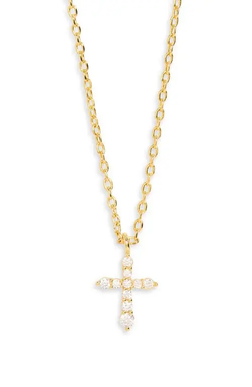 Argento Vivo Cubic Zirconia Cross Necklace - Gold