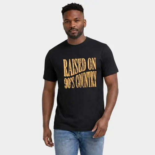 SIMPLY SAGE MARKET Raised On 90s Country Distressed Garment Dyed T-shirt - Black