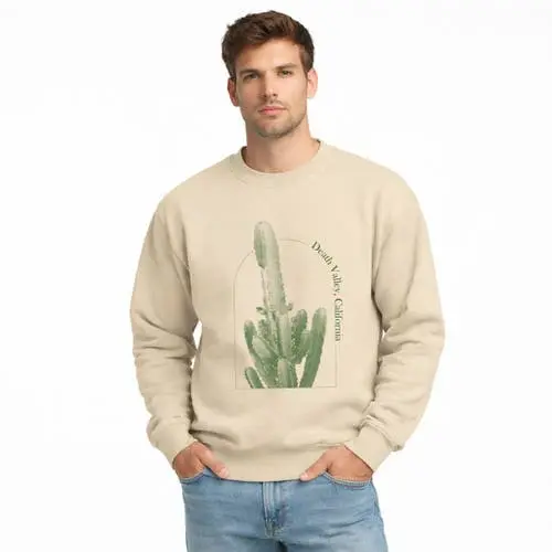 SIMPLY SAGE MARKET Death Valley California Cactus Sweatshirt - Dust