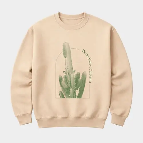 SIMPLY SAGE MARKET Death Valley California Cactus Sweatshirt - Dust