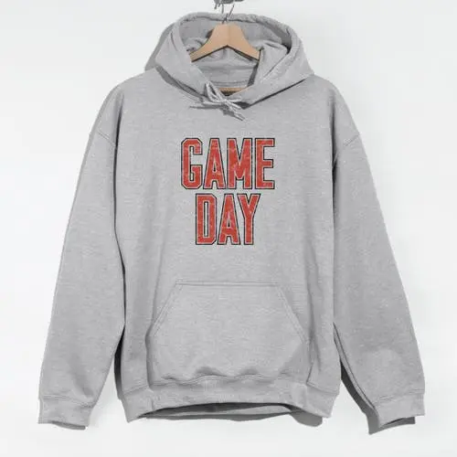 SIMPLY SAGE MARKET Game Day Outlined Distressed Hoodie - Graphite