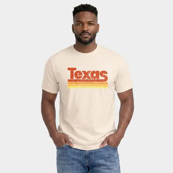 SIMPLY SAGE MARKET Texas Retro Stripes Garment Dyed T-shirt - Ivory