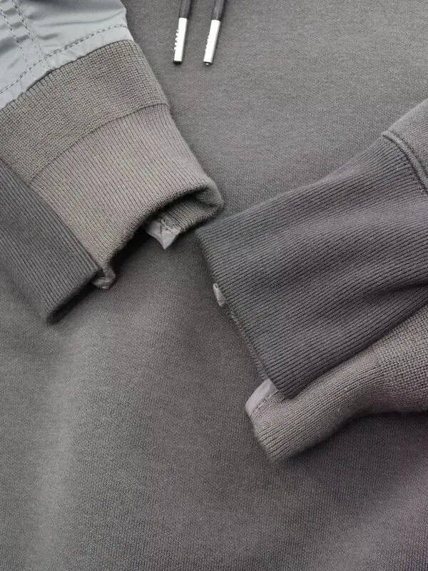 Sacai 2000s Twill-docking Hoodie - Grey