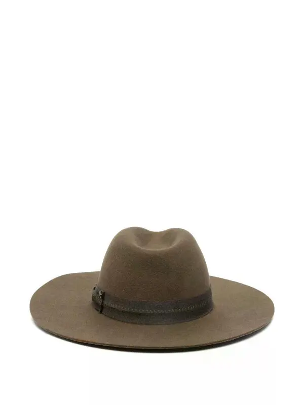 GOLDEN GOOSE Contrast-band Fedora Hat - Brown