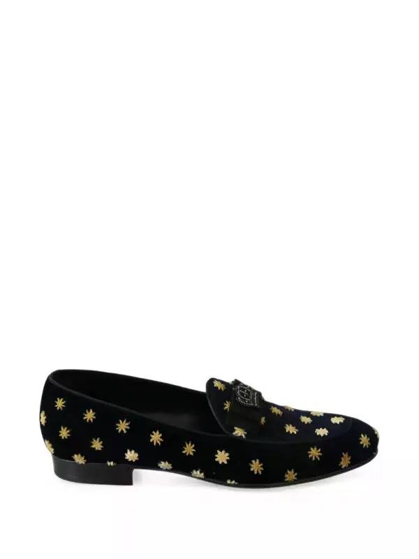 Dolce & Gabbana Star-embroidered Crown-embellished Loafers - Black