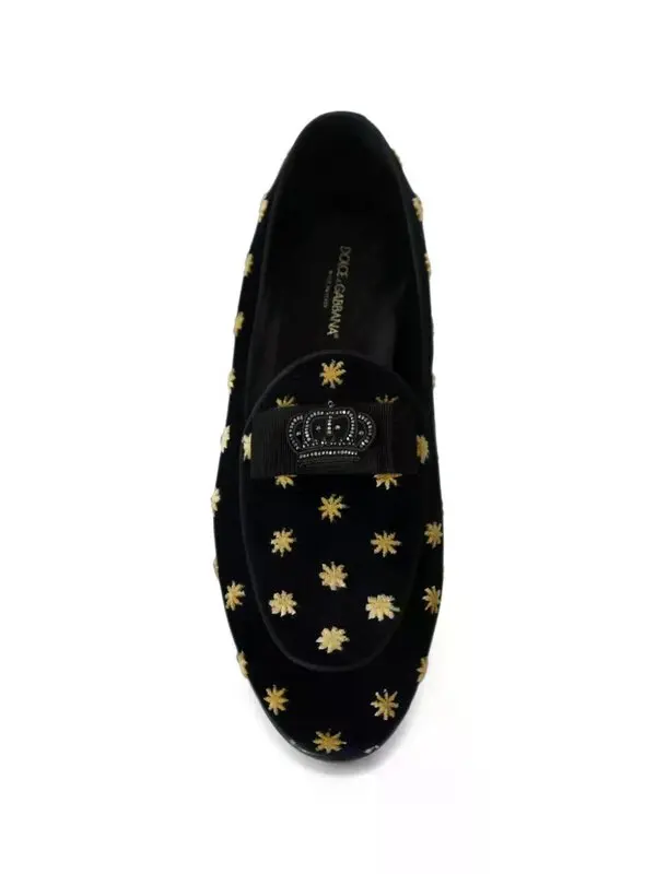 Dolce & Gabbana Star-embroidered Crown-embellished Loafers