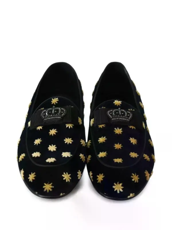 Dolce & Gabbana Star-embroidered Crown-embellished Loafers