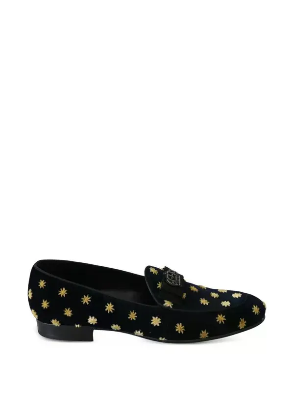 Dolce & Gabbana Star-embroidered Crown-embellished Loafers - Black