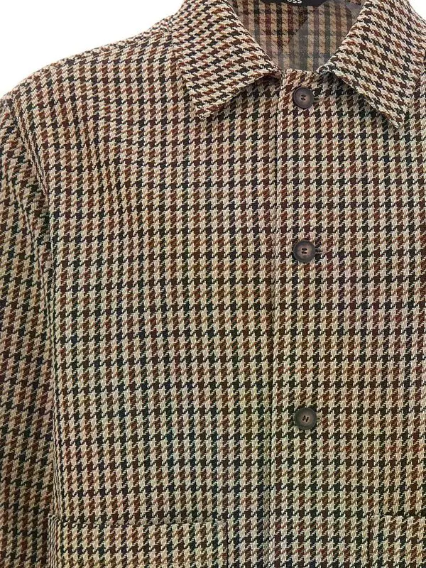 BOSS Relaxed-fit Wool-blend Jacket With Vichy Check - Brown