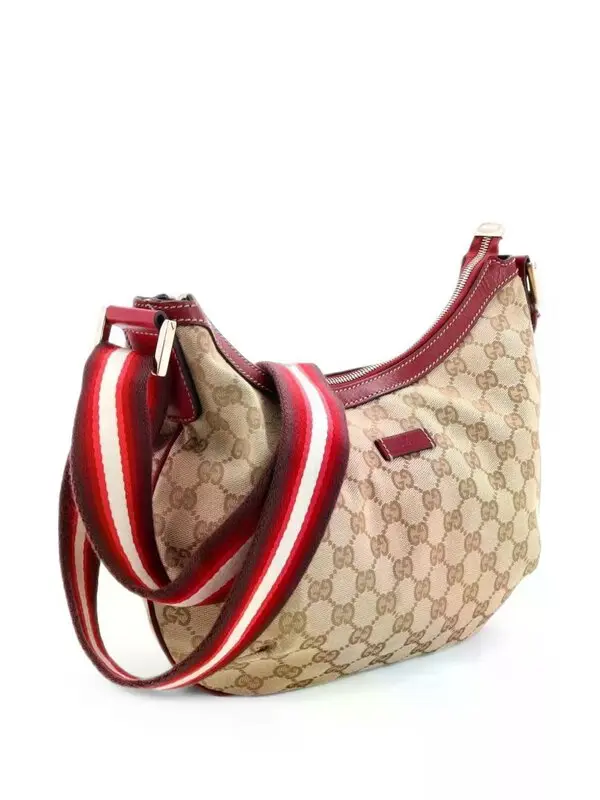 Gucci Saddle Zip Messenger Bag Gg Canvas With Leather Medium Crossbody Bag