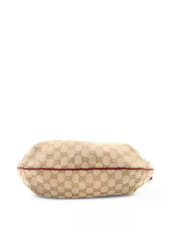 Gucci Saddle Zip Messenger Bag Gg Canvas With Leather Medium Crossbody Bag