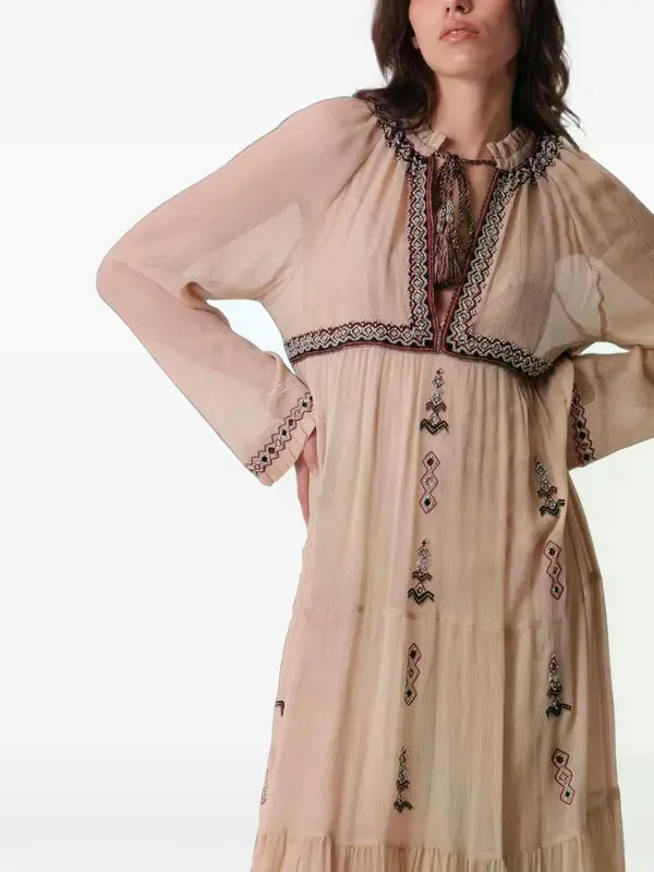 FORTELA Arsia Embroidered Silk Dress