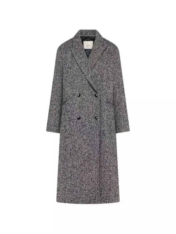 Seventy Herringbone Double-breasted Coat - Grey