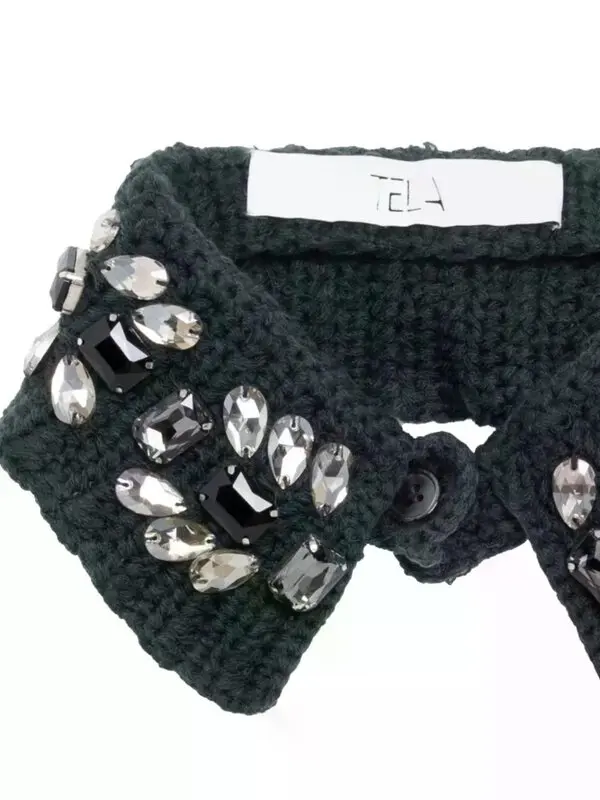 TELA Crystal-embellished Chunky-knit Collar