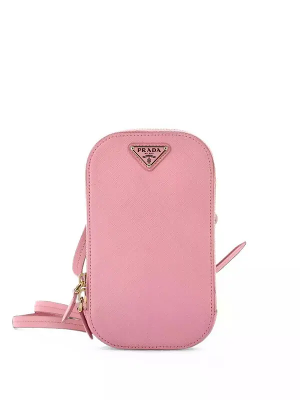 Prada Zip Phone Holder Saffiano Leather Crossbody Bag