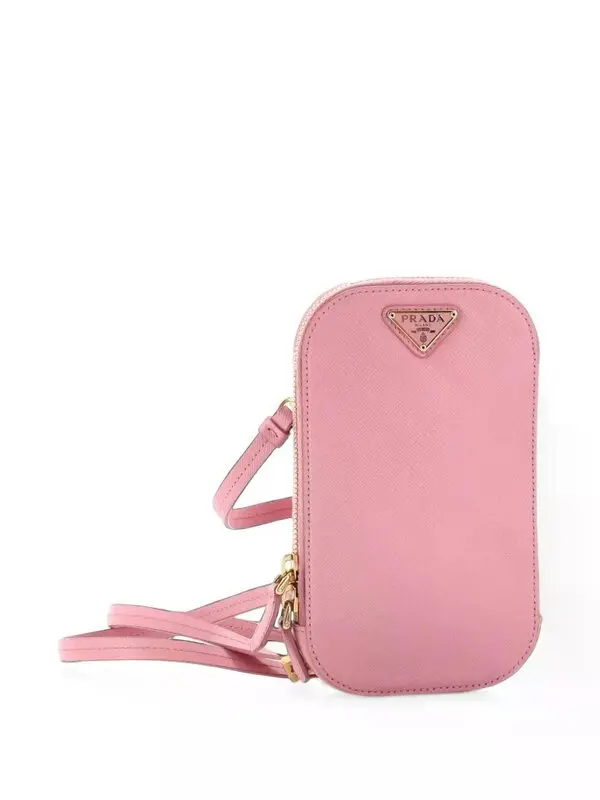 Prada Zip Phone Holder Saffiano Leather Crossbody Bag