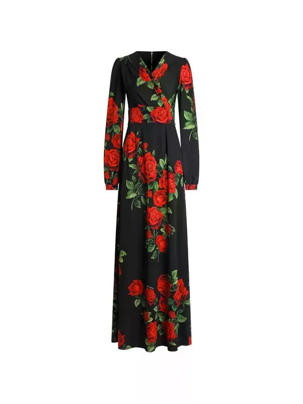 Dolce & Gabbana Rose-print Wrap Maxi Dress