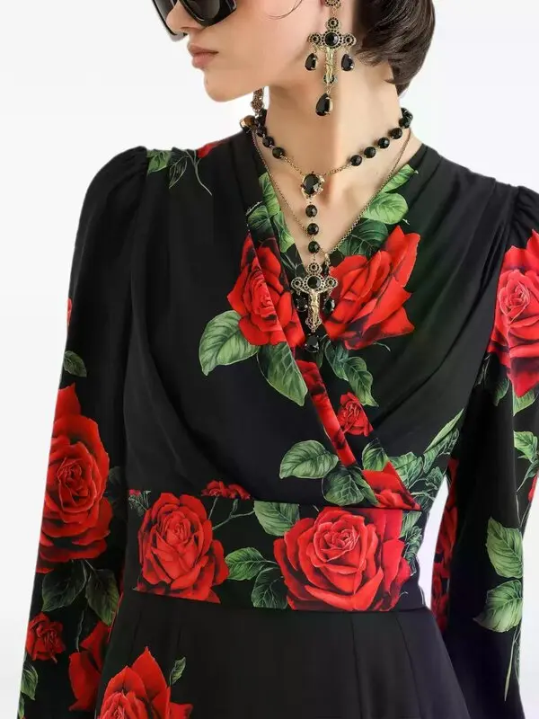 Dolce & Gabbana Rose-print Wrap Maxi Dress