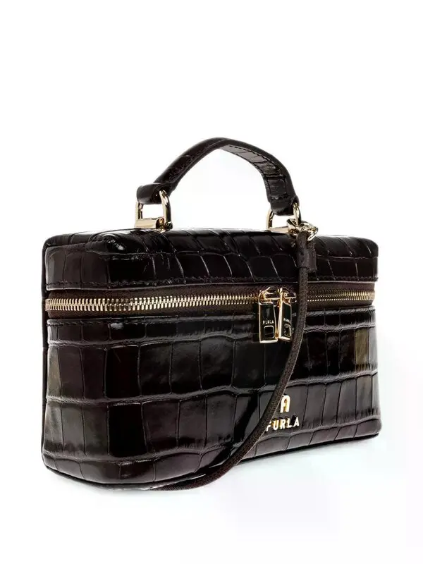 Furla Camelia Micro Croc-effect Leather Crossbody Bag