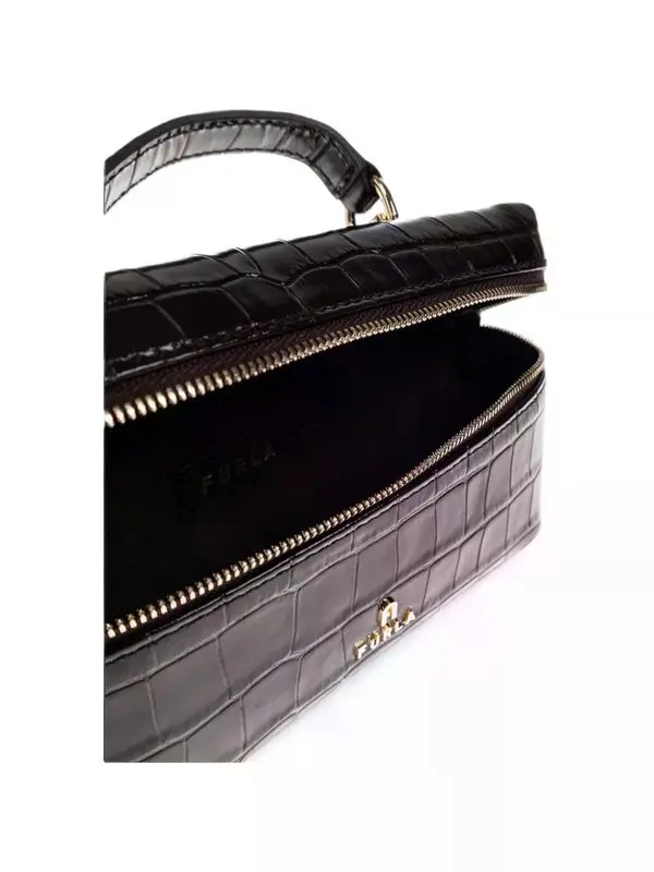 Furla Camelia Micro Croc-effect Leather Crossbody Bag