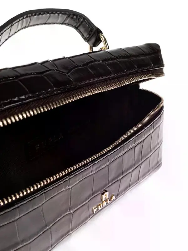 Furla Camelia Micro Croc-effect Leather Crossbody Bag