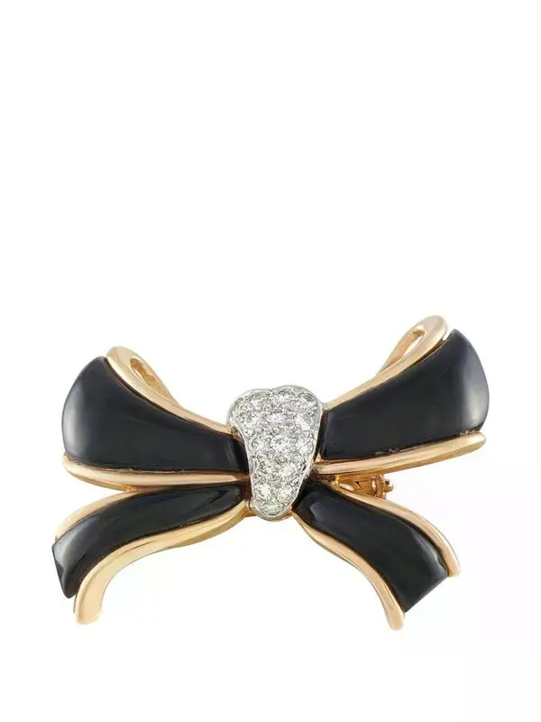 LB EXCLUSIVE Onyx And Diamond Bow Pendant - Gold