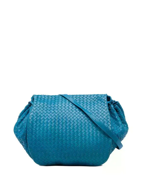 Bottega Veneta 2010 Nappa Intrecciato Flap Crossbody Bag - Blue