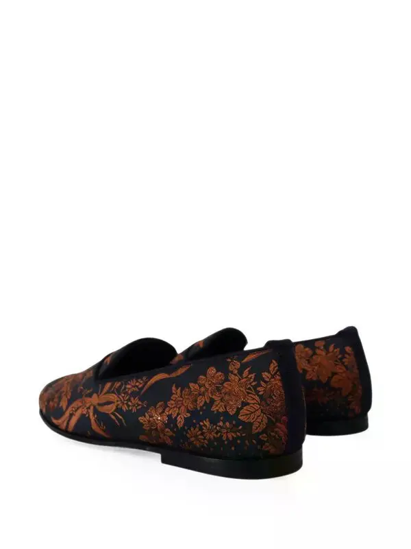 Dolce & Gabbana Floral-brocade Loafers - Blue