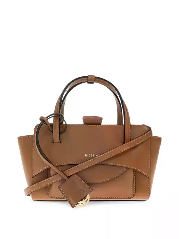 HIDESINS Small Flap Leather Tote Bag - Brown