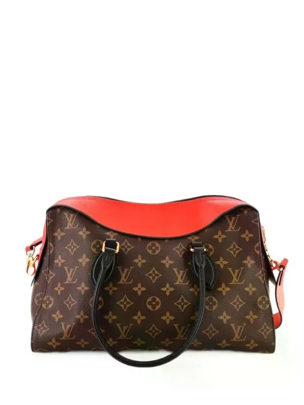 LOUIS VUITTON Tuileries Handbag Monogram Canvas With Leather Satchel - Red