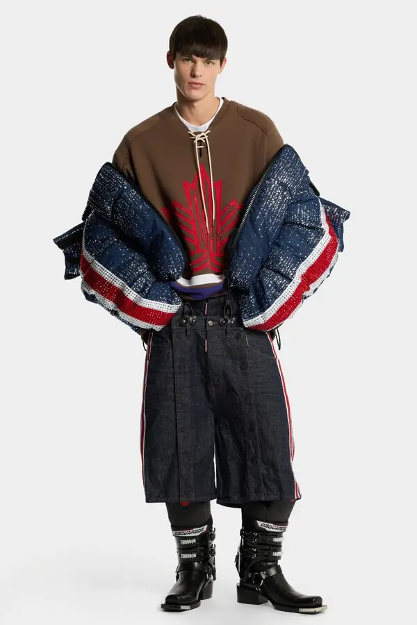 Dsquared2 Snowball Embroidered Denim Down Jacket