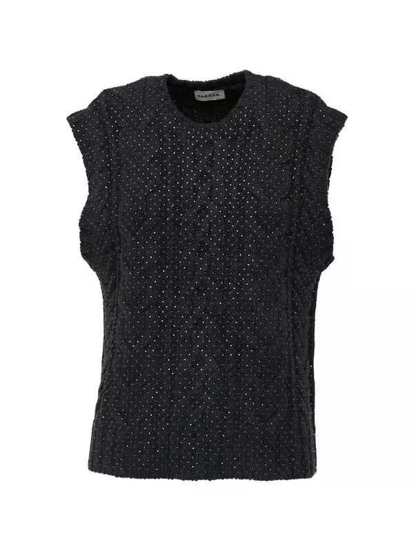 P.a.r.o.s.h Cable-knit Rhinestone-embellished Vest
