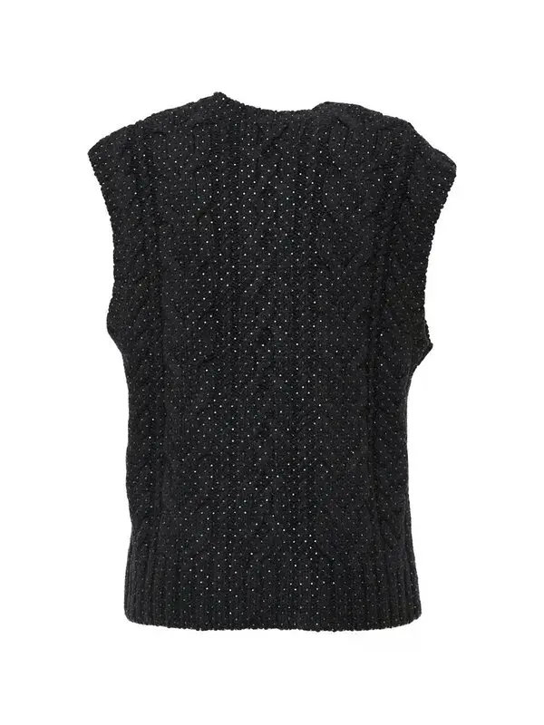 P.a.r.o.s.h Cable-knit Rhinestone-embellished Vest