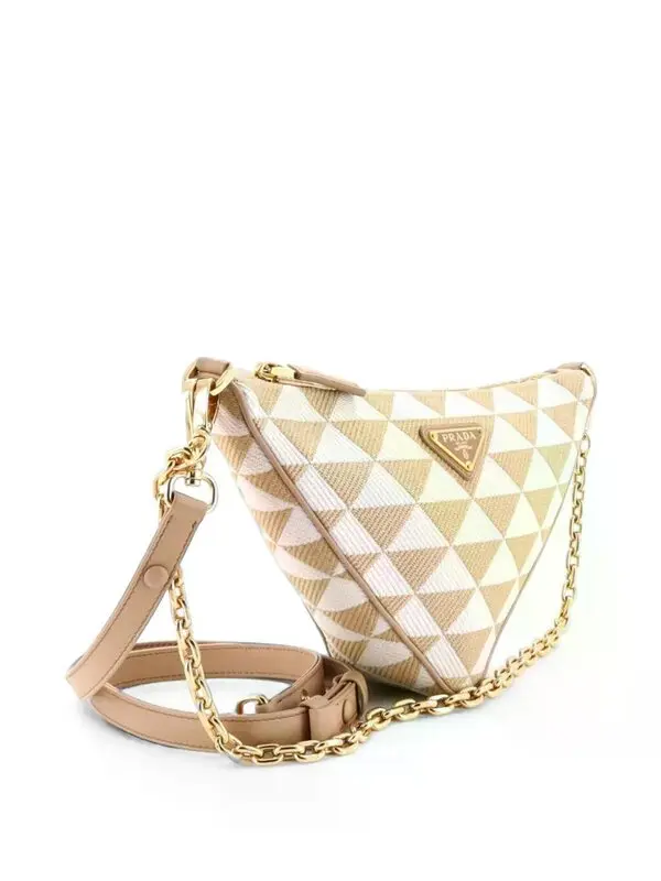 Prada Symbole Triangle Bag Leather And Jacquard Mini Shoulder Bag