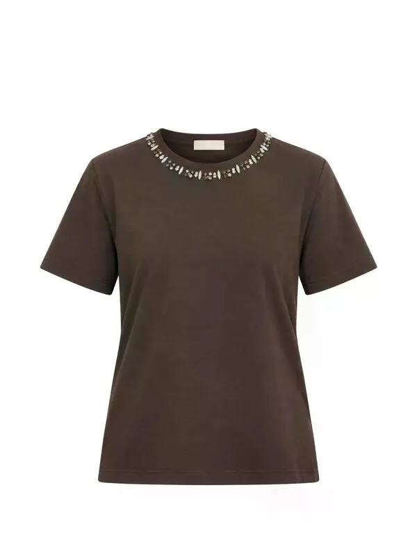KAOS Crystal-embellished T-shirt - Brown