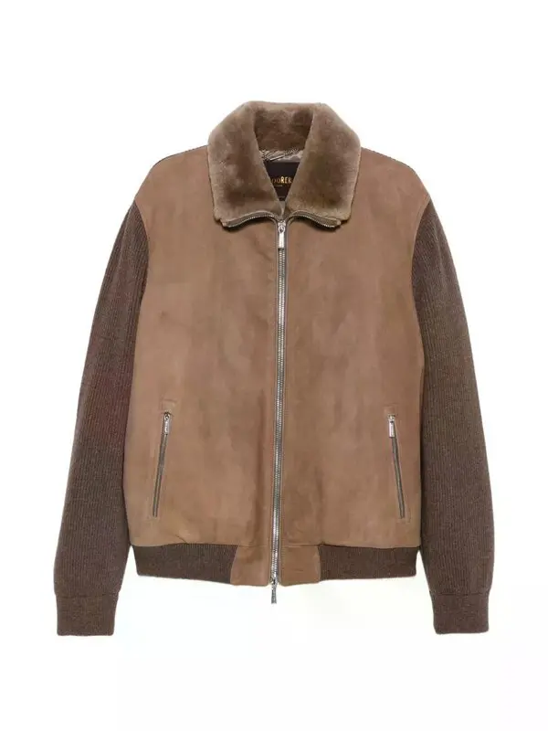 MOORER Shearling-collar Panelled Jacket
