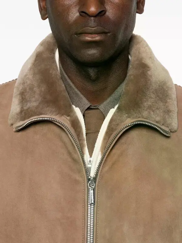MOORER Shearling-collar Panelled Jacket