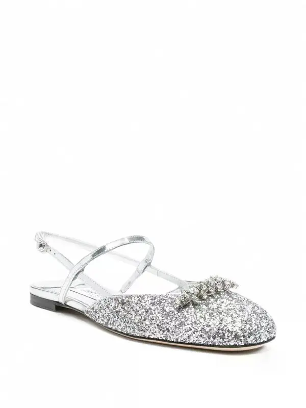 JIMMY CHOO Belinda Glitter-effect Sandals - Silver