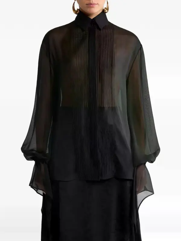 Etro Silk Shirt With Ruffles And Pleating