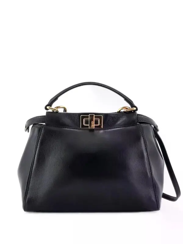 Fendi Peekaboo Bag Leather Mini Shoulder Bag - Black