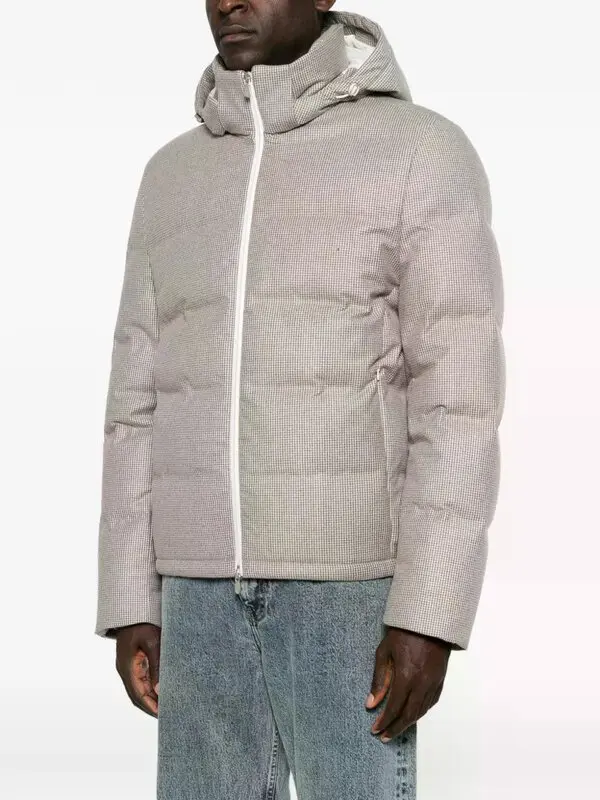 Brunello Cucinelli Houndstooth-pattern Quilted Jacket - Grey