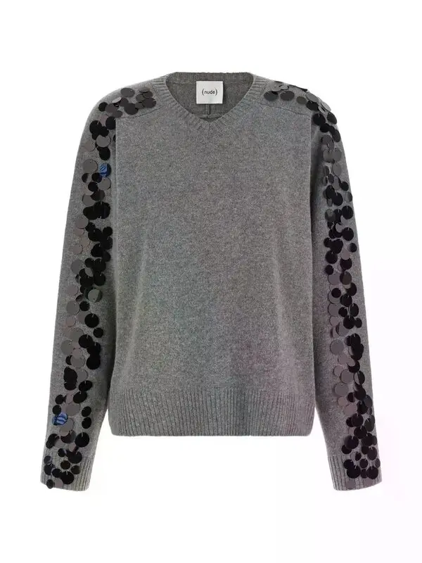 NUDE Sequin-embellished V-neck Sweater