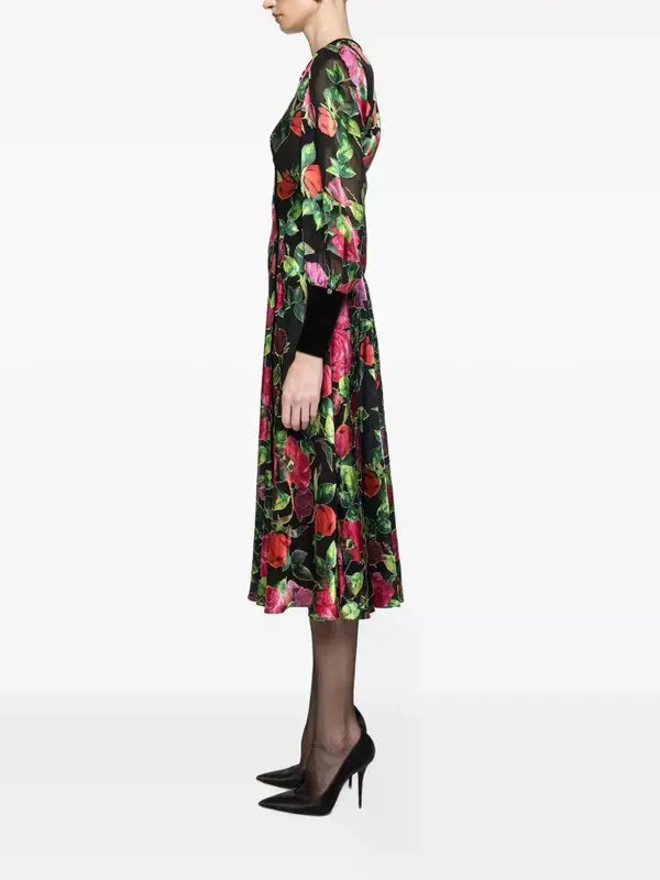 NISSA Floral Viscose-and-silk Midi Dress