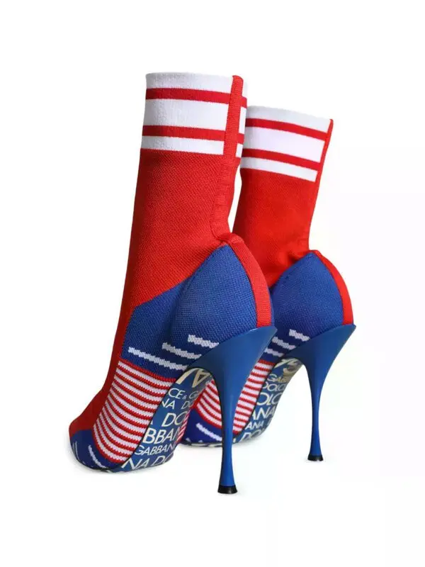 Dolce & Gabbana Logo-knit Sock Ankle Boots - Red