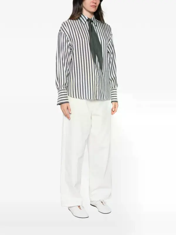 Brunello Cucinelli Striped Tie-detail Shirt