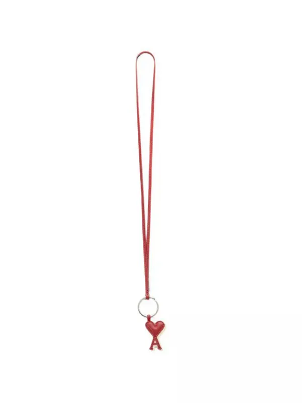 AMI Paris Cowhide Leather Keyring With De Coeur