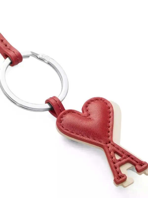 AMI Paris Cowhide Leather Keyring With De Coeur