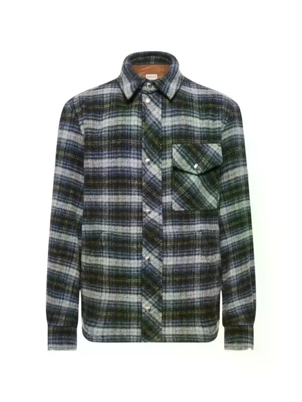 Moncler Check-print Wool Jacket - Blue
