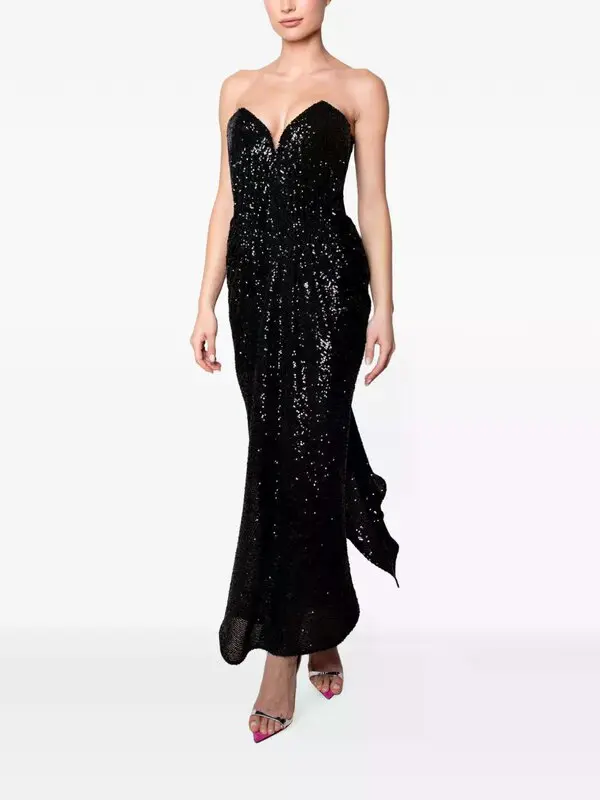 IMROSKA Sequin-embellished Lace-up Gown